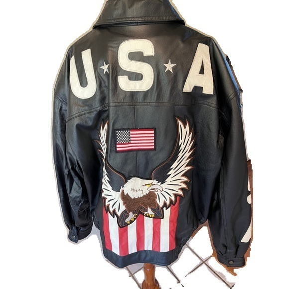 Jackets & Coats | America Leather Jacket With Eagle On Back With Usa ...